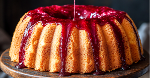 Lemon Lush Cake with Raspberry Drizzle - Baked In Bliss
